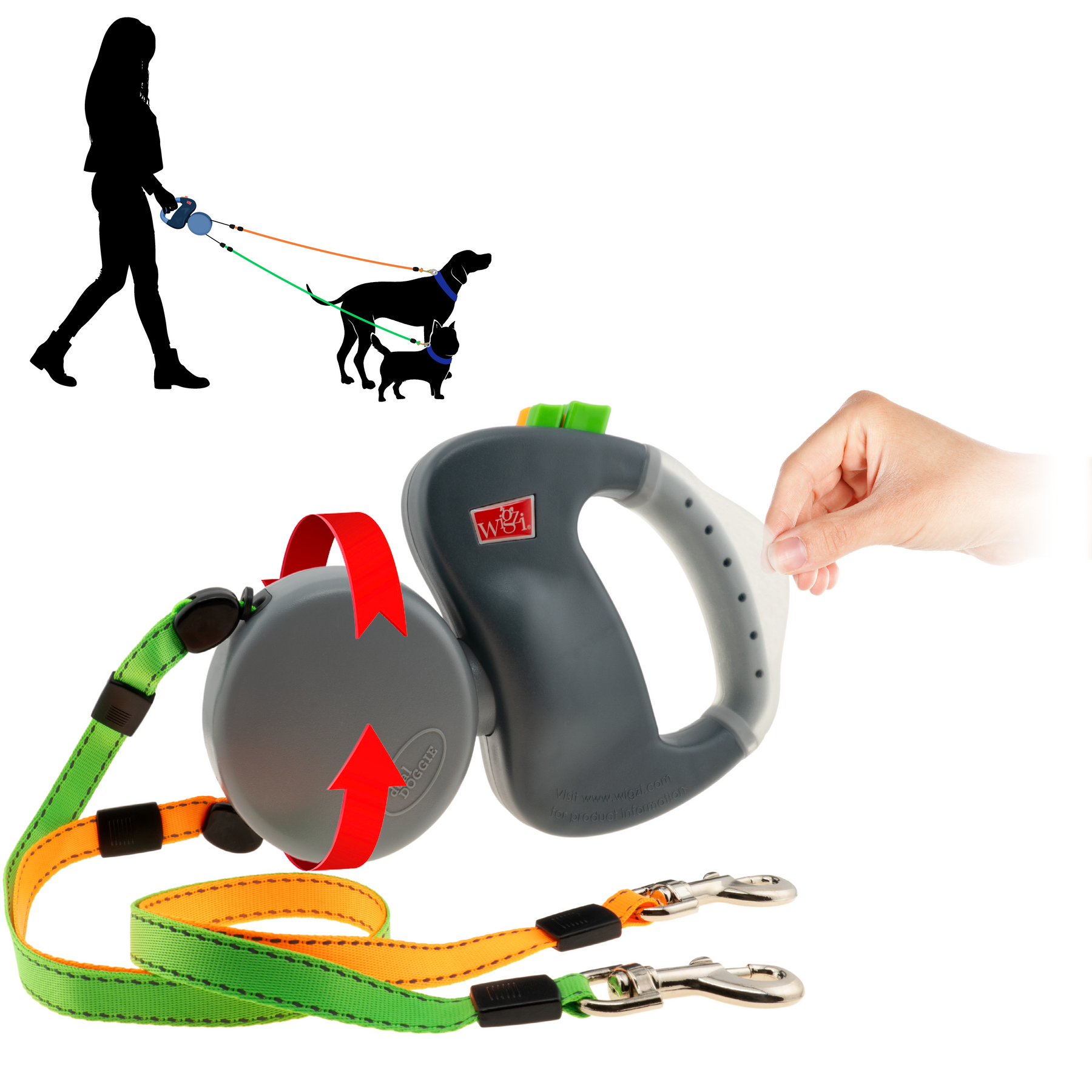 Dual Doggie Retractable Dog Leash With Gel Handle | Wigzi
